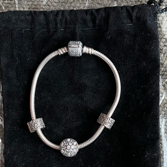 Pandora | Jewelry | Pandora Sparkling Bling Pave Barrel Clasp Snake ...